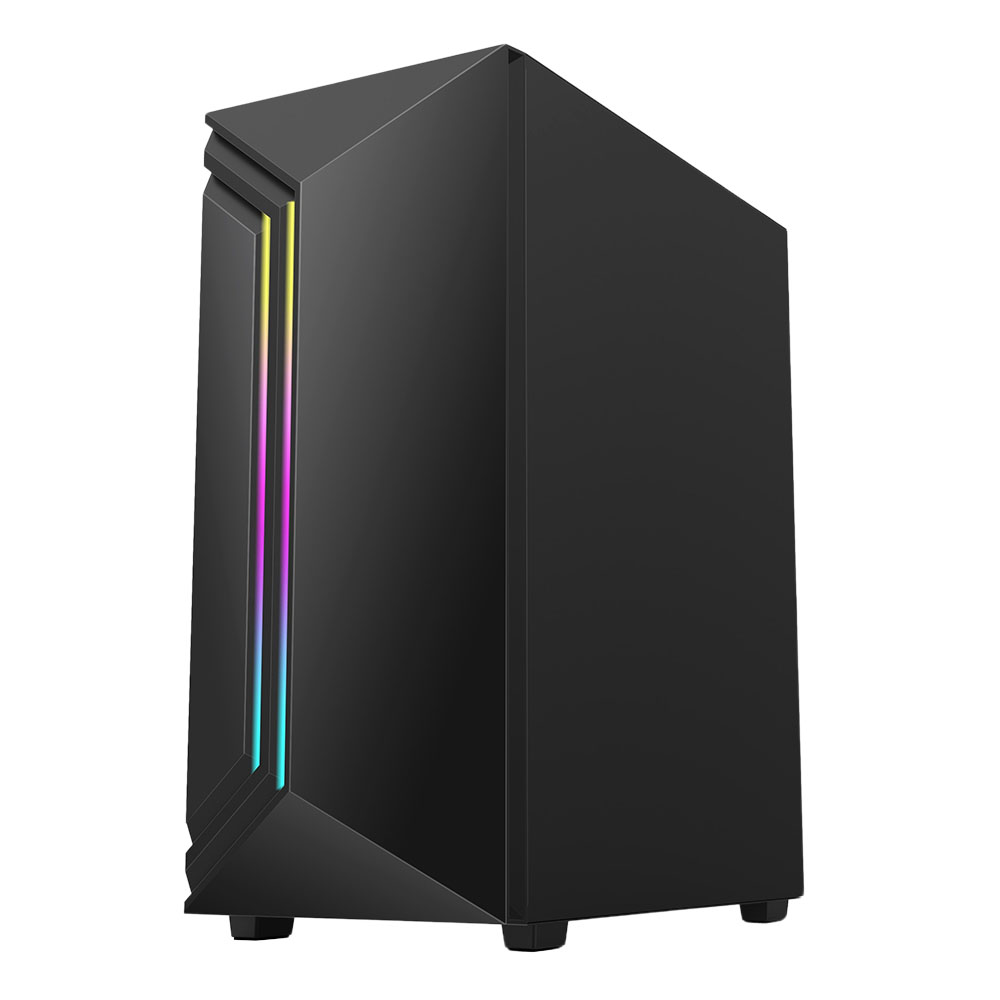 Vida Apollo Black Mid ATX Gaming PC Case, 120mm ARGB LED Fan, LED Stips ...